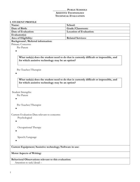 Assistive Technology Written Language Evaluation