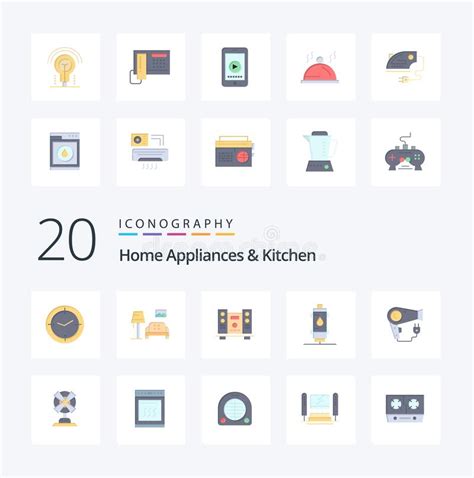 20 Home Appliances And Kitchen Flat Color Icon Pack Like Geyser Hot