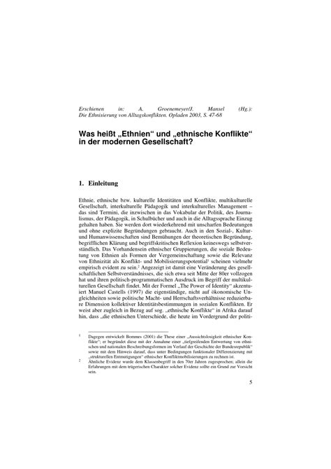 PDF Was heißt Ethnien und ethnische Konflikte in der modernen