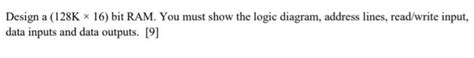 Solved Design A K Bit RAM You Must Show The Logic Chegg Com