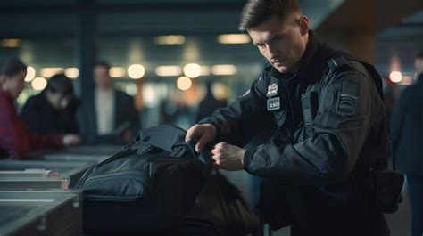 Premium Photo A Photo Of A Security Officer Conducting A Bag Check