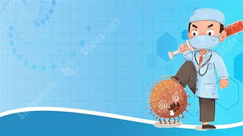 Blue Promotion Poster Virus Crown Cartoon Powerpoint Background For