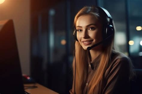 Premium Ai Image Call Center Agent Girl