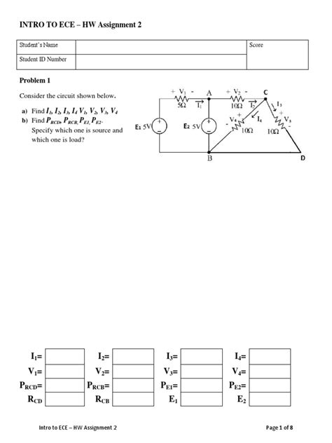 Intro To Ece Hw Assignment 2 I I I V V V V P P P Pdf Electrical Network Equations