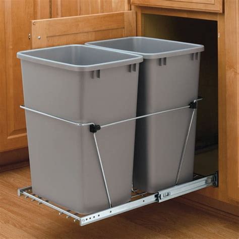 Rev A Shelf Double Pull Out Trash Can For Under Kitchen Cabinets Qt Gal Garbage Recyling