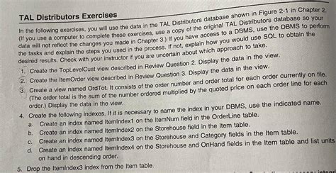 solved tal distributors exercises in the following