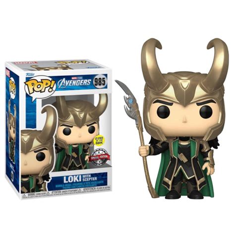 Funko POP Marvel Avengers Loki With Scepter 985 GITD Special