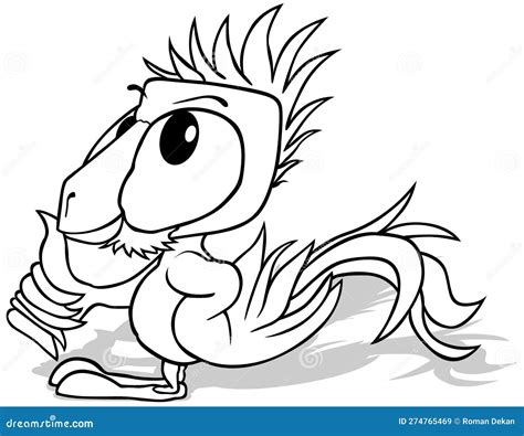 Drawing Of A Standing Parrot From Side View Stock Vector Illustration