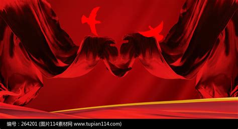 红色绸带鸽子剪影背景图 图片114
