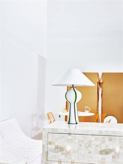 Albus Green Stripe Glass Desk And Table Lamp Oliver Bonas