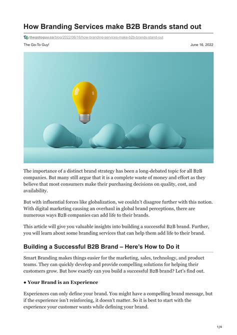 PPT Thegotoguy Co How Branding Services Make B B Brands Stand Out PowerPoint Presentation ID