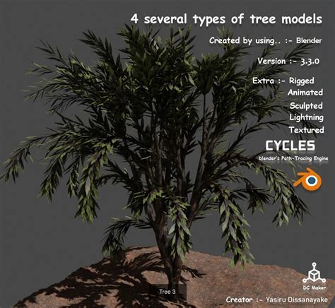 4 several types of trees 3d model collection cgtrader