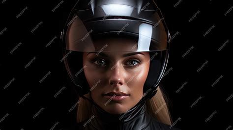 Premium Photo A Beautiful Woman In Motorcycle Helmet Generative Ai