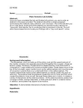 Plate Tectonics Lab Activity By Bridgette Iiames TpT
