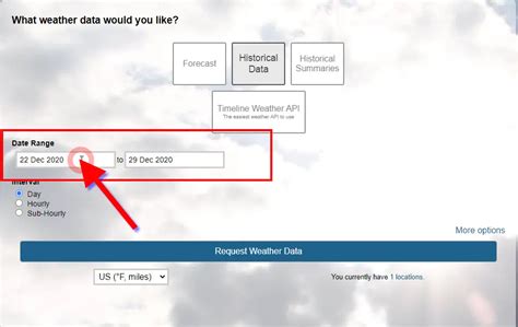 How To Use The Calendar Control In The Visual Crossing Weather Data Web