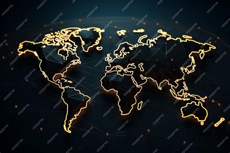 Premium Photo World Map With Glowing Lines On Dark Background Global Network Concept 3d Rendering