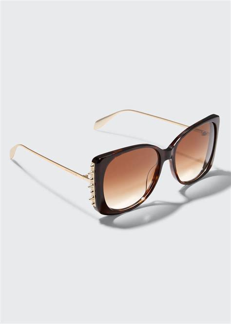 Mcqueen Spike Rectangle Acetate Sunglasses Bergdorf Goodman
