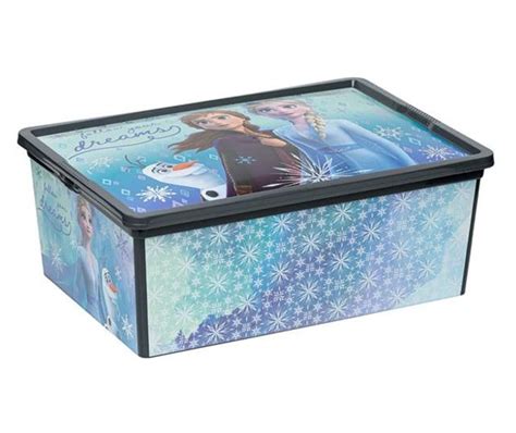 Кутия за съхранение 10 л С капак Дизайн на Замръзналото кралство Пластмаса 37х26х14 см Син