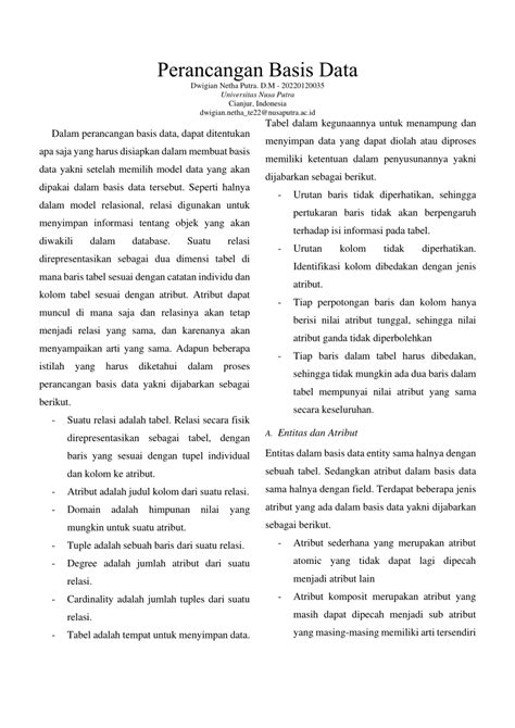 PDF Perancangan Basis Data