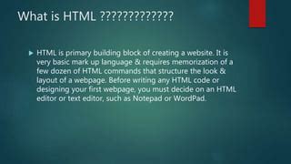 Hyper Text Marup Language PPTX Web Design And HTML Internet