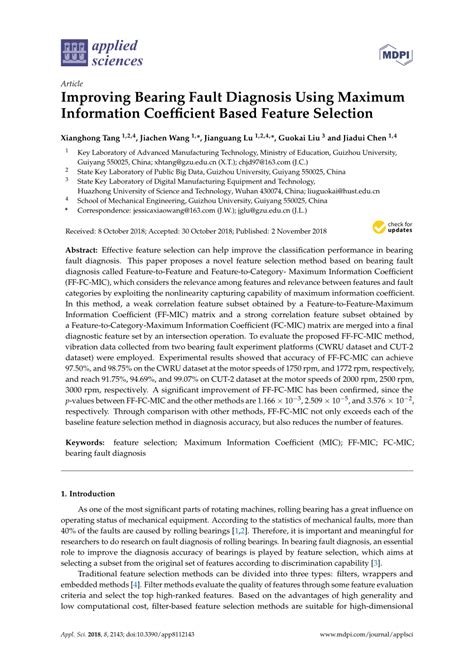 pdf improving bearing fault diagnosis using maximum information
