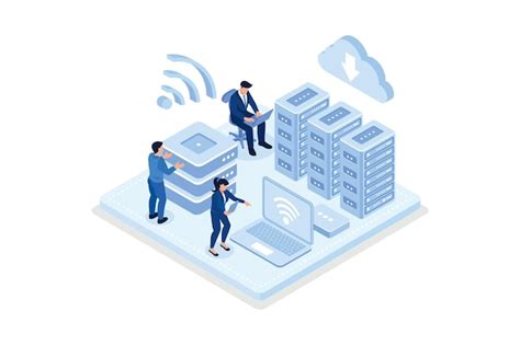 Premium Vector Character Monitoring Big Data Storage Connected With