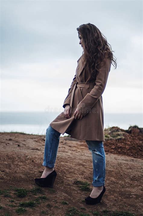 Fashion Portrait Of A Girl On The Sea Portrait Of Girl On The S Stock