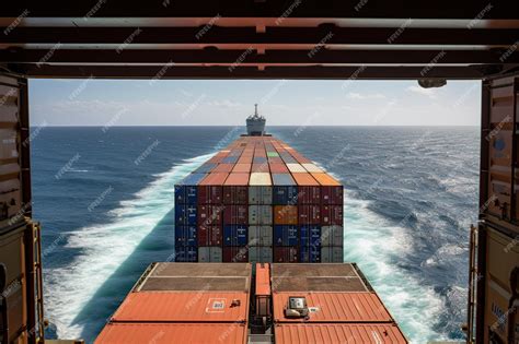 Premium Photo The Deck Of A Massive Container Ship Is Shown With Rows