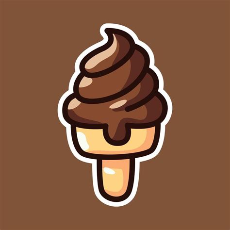 Chocolate And Vanilla Swirl Ice Cream Cone Icon With Brown Background