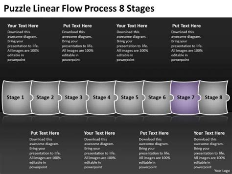 Puzzle Linear Flow Process 8 Stages PowerPoint Transformer Templates