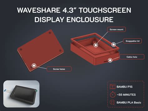 Waveshare 43 Dsi Capacitive Touchscreen Display Enclousure By Joachim