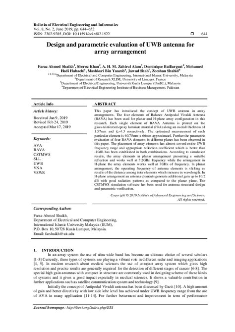 pdf design and parametric evaluation of uwb antenna for array arrangement