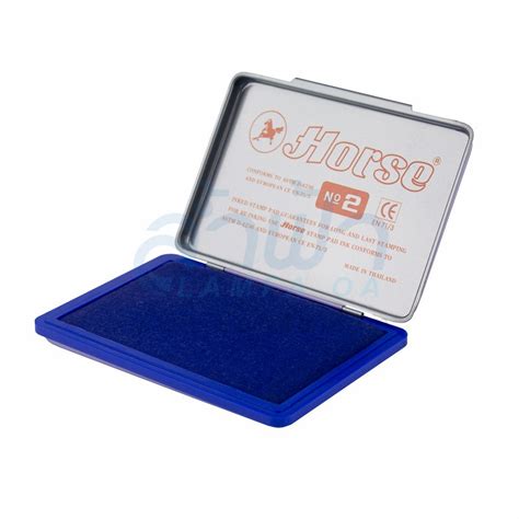 แท่นประทับ เบอร์ 2 ตราม้า สีน้ำเงิน โหล 12 ตลับ แท่นประทับตรา หมึกเติมแท่นประทับ อุปกรณ์