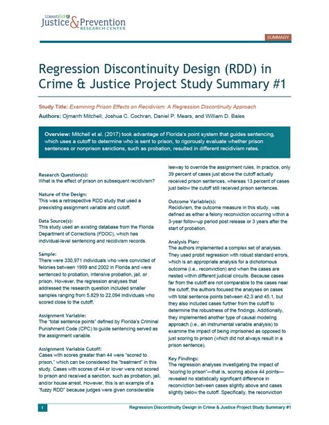 Examining Prison Effects On Recidivism A Regression Discontinuity