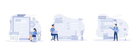 소득세 신고 및 계산을 위한 세금 계산을 위한 문서를 준비하는 캐릭터 프리미엄 벡터