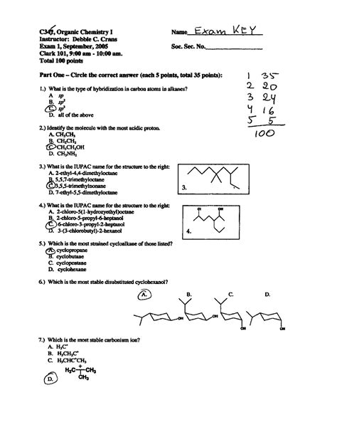 Exam Paper With Solution Modern Organic Chemistry I Chem 341 Docsity