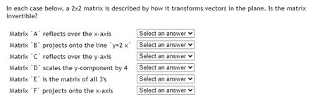 Solved In Each Case Below A X Matrix Is Described By How Chegg Com