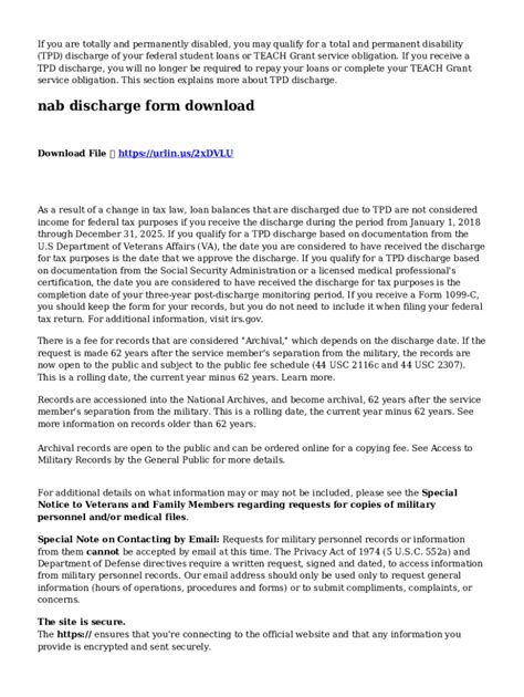 Fillable Online Nab Discharge Form Download Fax Email Print Pdffiller