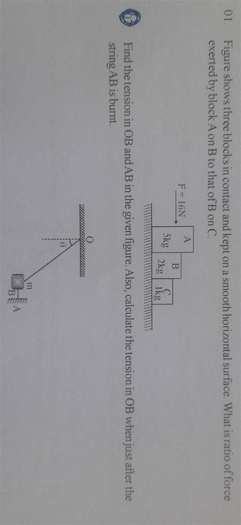 01 Figure Shows Three Blocks In Contact And Kept On A Smooth Horizontal