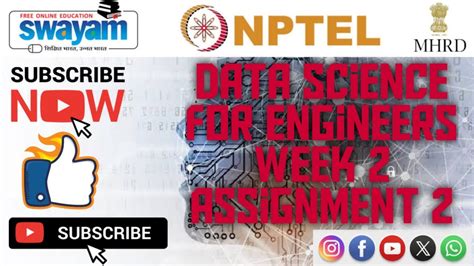 Data Science For Engineers Week 1 Nptel Youtube