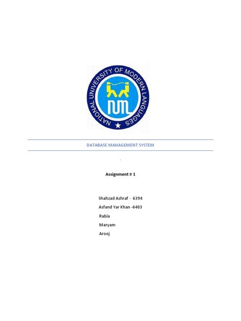 Database Management System Assignment 1 Pdf