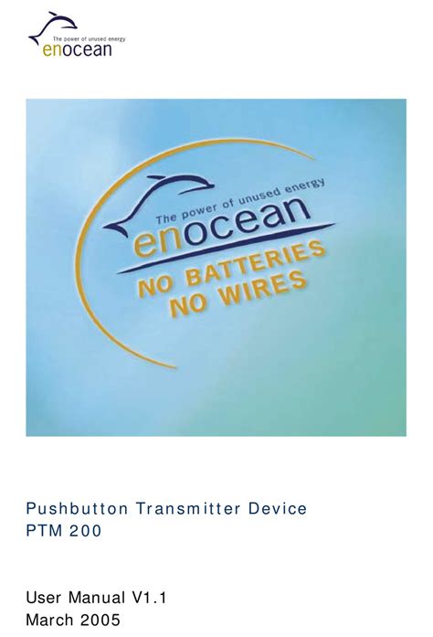 Enocean Ptm200 User Manual Pdf Download Manualslib