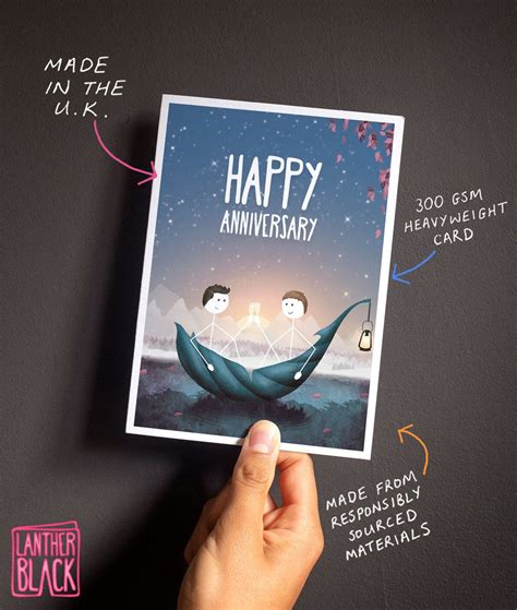 Gay Couple Happy Anniversary Card Husband Anniversary Card Etsy