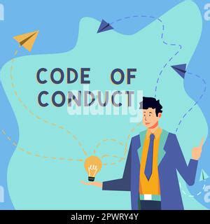 Text Caption Presenting Code Of Conduct Business Approach Ethics Rules