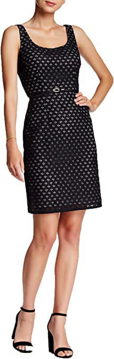 Adrianna Papell Two Tone Diamond Lace Dress 8 Blackwhite