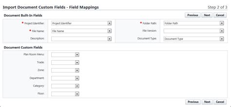 set up document custom field import file