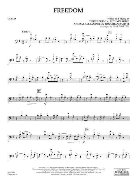 Freedom Arr Paul Murtha Cello By Jon Batiste Orchestra Digital