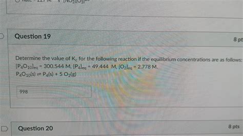 Solved Determine The Value Of Kc For The Following Reaction Chegg Com