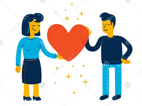 A Man And Woman In Love Holding A Heart Png Svg