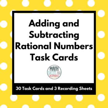 Adding And Subtracting Rational Numbers Task Cards Activity TPT